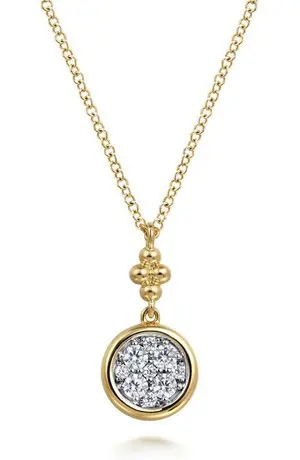 GABRIEL & CO. Diamond Cluster Drop Pendant Necklace - Two Tone