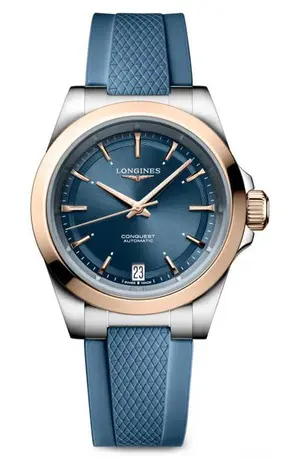 LONGINES Conquest Automatic Rubber Strap Watch - Blue