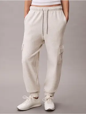 Calvin Klein Monogram Fleece Cargo Joggers - Light Grey Heather
