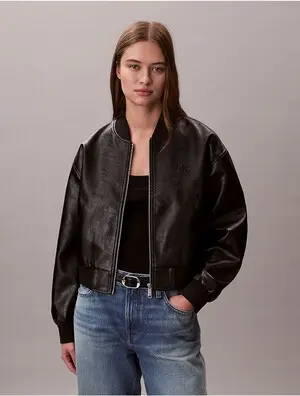 Calvin Klein Faux Leather Bomber Jacket
