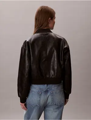 Calvin Klein Faux Leather Bomber Jacket