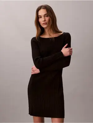Calvin Klein Long Sleeve Ribbed Mini Dress