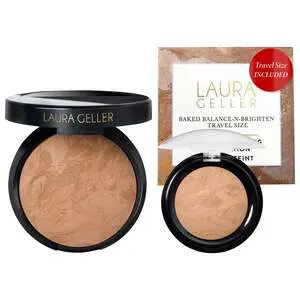 Laura Geller Beauty Balance And Brighten Color Correcting Baked Powder Foundation, Full Deluxe Mini - Golden Medium