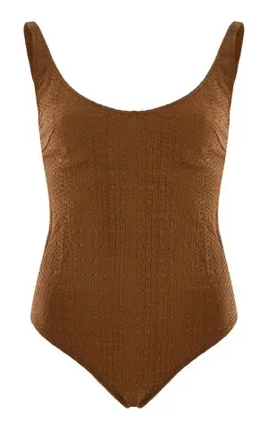 Lisa Marie Fernandez Marilyn Seersucker One-piece Swimsuit - Brown