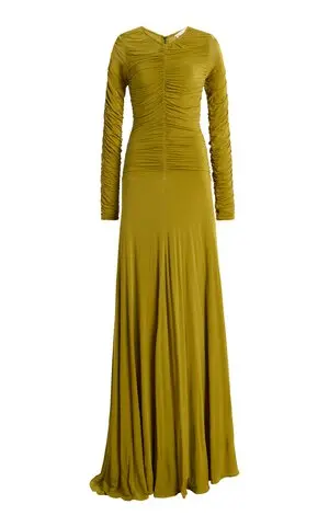 Tove Eira Ruched Jersey Maxi Dress - Green