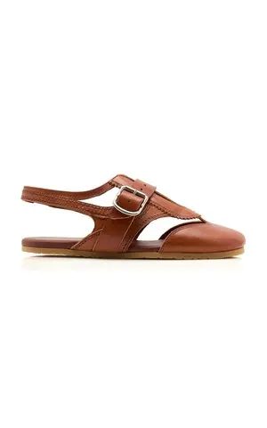 Dries Van Noten Leather Slingback Flats - Brown