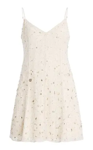 Staud Embellished Chiffon Mini Dress - Ivory