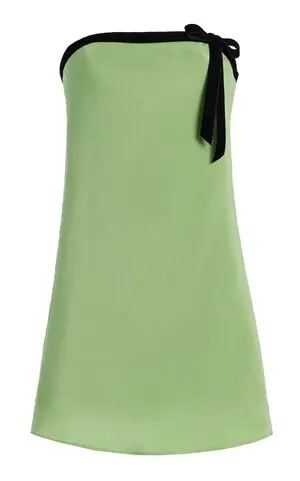 RODARTE Velvet Trimmed Silk Crepe Mini Dress - Green