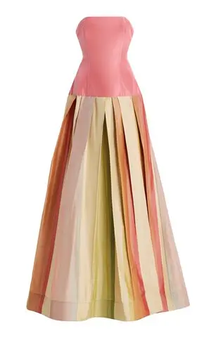 Rosie Assoulin Strapless Silk Gown - Stripe