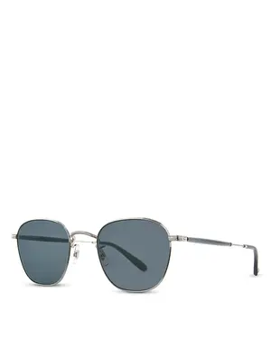 Garrett Leight World Sun Rounded Square Sunglasses - Silver-sea Grey/semi-flat Blue Smoke