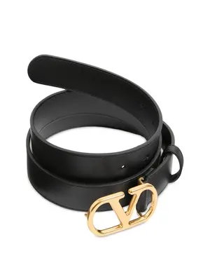 Valentino Garavani Monogram Leather Belt - Black