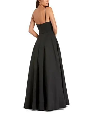 Mac Duggal Petite V-neck A-line Ball Gown - Black