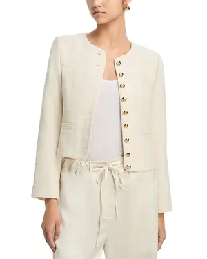 Aqua Multi Button Tweed Jacket - Ivory