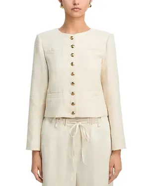 Aqua Multi Button Tweed Jacket - Ivory