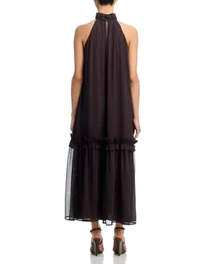Aqua Halter Maxi Dress - Brown