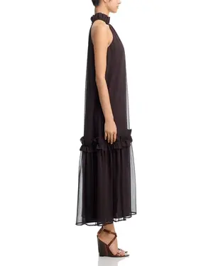 Aqua Halter Maxi Dress - Brown