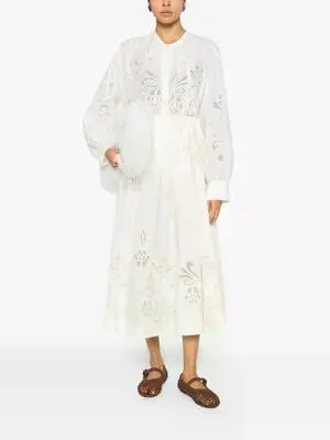 FORTE_FORTE Floral-embroidered Midi Skirt