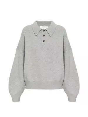 LISA YANG Etta Button Collared Knitted Top