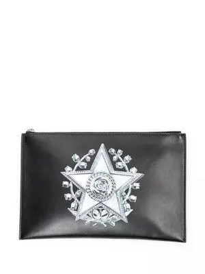 Dior Star-print Leather Clutch - Black
