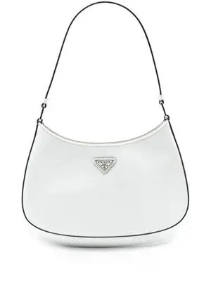 Prada 2000-2013 Brushed Leather Cleo Shoulder Bag - White