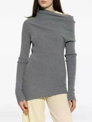 LISA YANG Agie Ribbed Draped Knitted Top