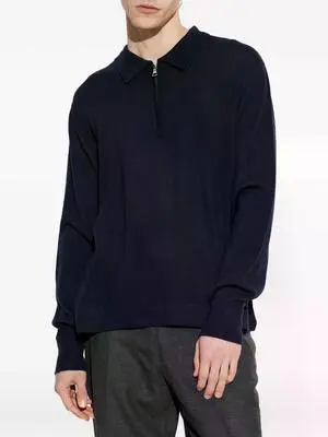 Officine Générale Bene Zip Fastening Polo Shirt - Blue