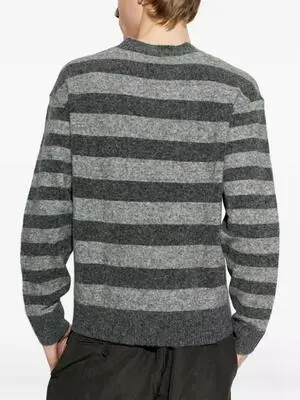 Officine Générale Striped Crew Neck Sweater - Grey