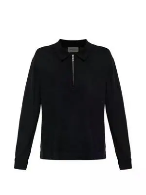 Officine Générale Zip Closure Wool Polo Shirt - Black