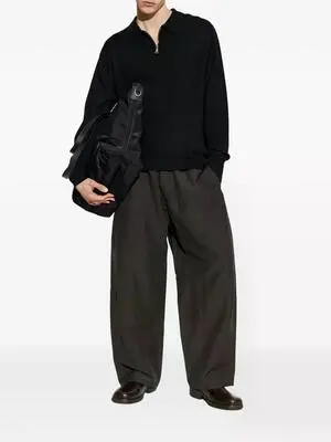 Officine Générale Zip Closure Wool Polo Shirt - Black