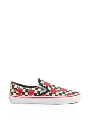 Valentino Garavani X Vans Slip-on Sneakers In Vlogo Checkerboard And Polka Dot Fabric - Neutrals