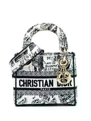 Dior 2023 Mini Embroidered Canvas Lady D-lite Satchel