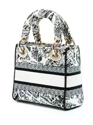 Dior 2023 Mini Embroidered Canvas Lady D-lite Satchel