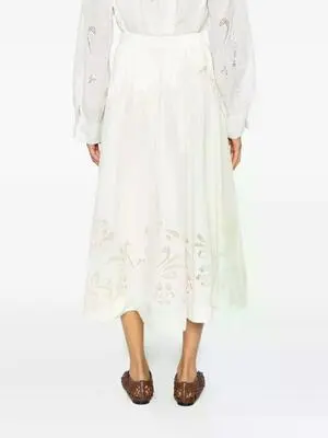 FORTE_FORTE Floral-embroidered Midi Skirt - Neutrals