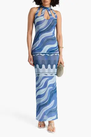 Emilio Pucci Cutout Printed Stretch-mesh Maxi Dress