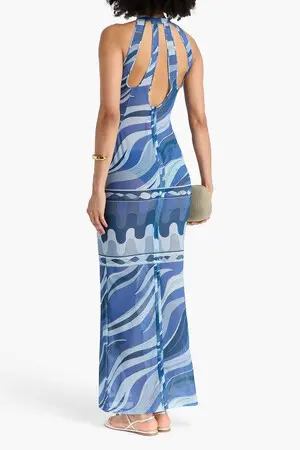 Emilio Pucci Cutout Printed Stretch-mesh Maxi Dress