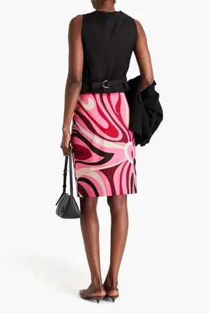 Emilio Pucci Printed Cotton-poplin Wrap Skirt - Bubblegum