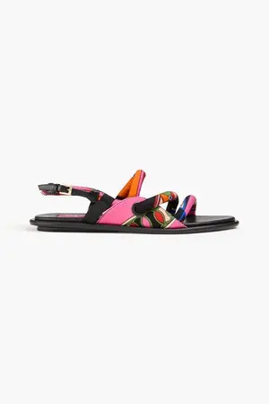 Emilio Pucci Printed Twill Slingback Sandals