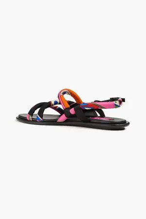 Emilio Pucci Printed Twill Slingback Sandals