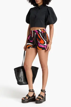 Emilio Pucci Printed High-rise Cotton Shorts - Black