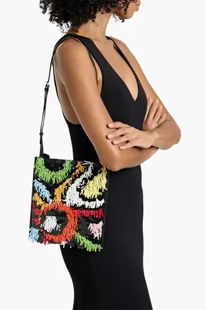 Emilio Pucci Fringed Sequin-embellished Satin Shoulder Bag