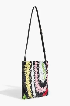 Emilio Pucci Fringed Sequin-embellished Satin Shoulder Bag