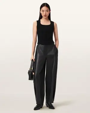 ALLSAINTS Etta Barrel Leg Leather Trousers