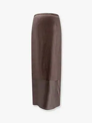 R2W Amora Linen Midi Skirt - Brown
