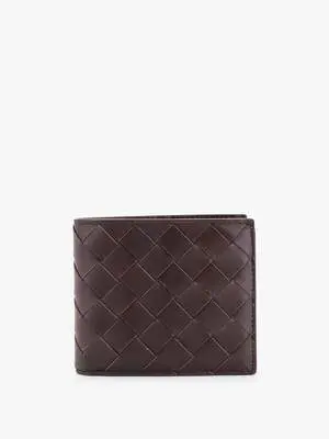 Bottega Veneta Leather Wallet With Intrecciato Pattern - Brown
