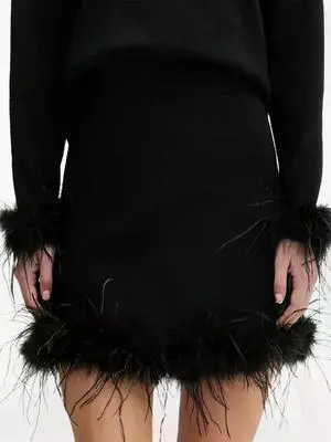 NEVER FULLY DRESSED Feather-trimmed Skirt - Black