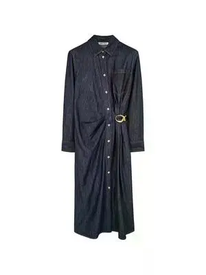 Ports 1961 Draped Denim Midi Dress - Blue
