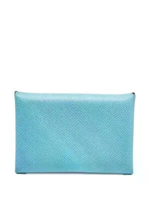 Hermès Calvi Leather Card Holder - Blue