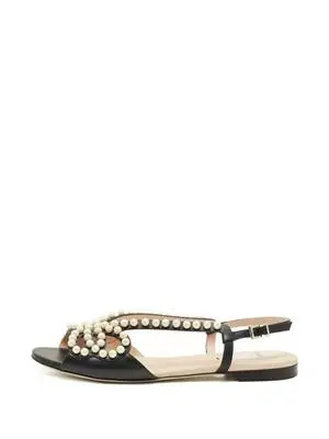 Fendi Pearl Embellished Leather Sandals