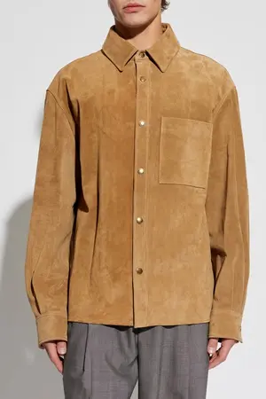 Alexander McQueen Suede Shirt With Pocket - Beige