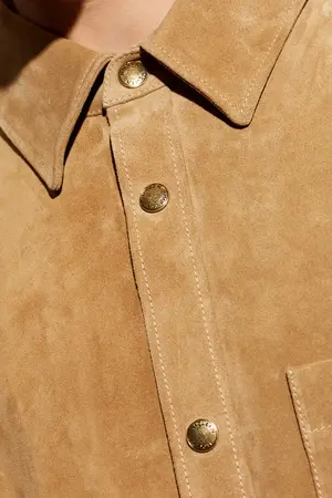 Alexander McQueen Suede Shirt With Pocket - Beige